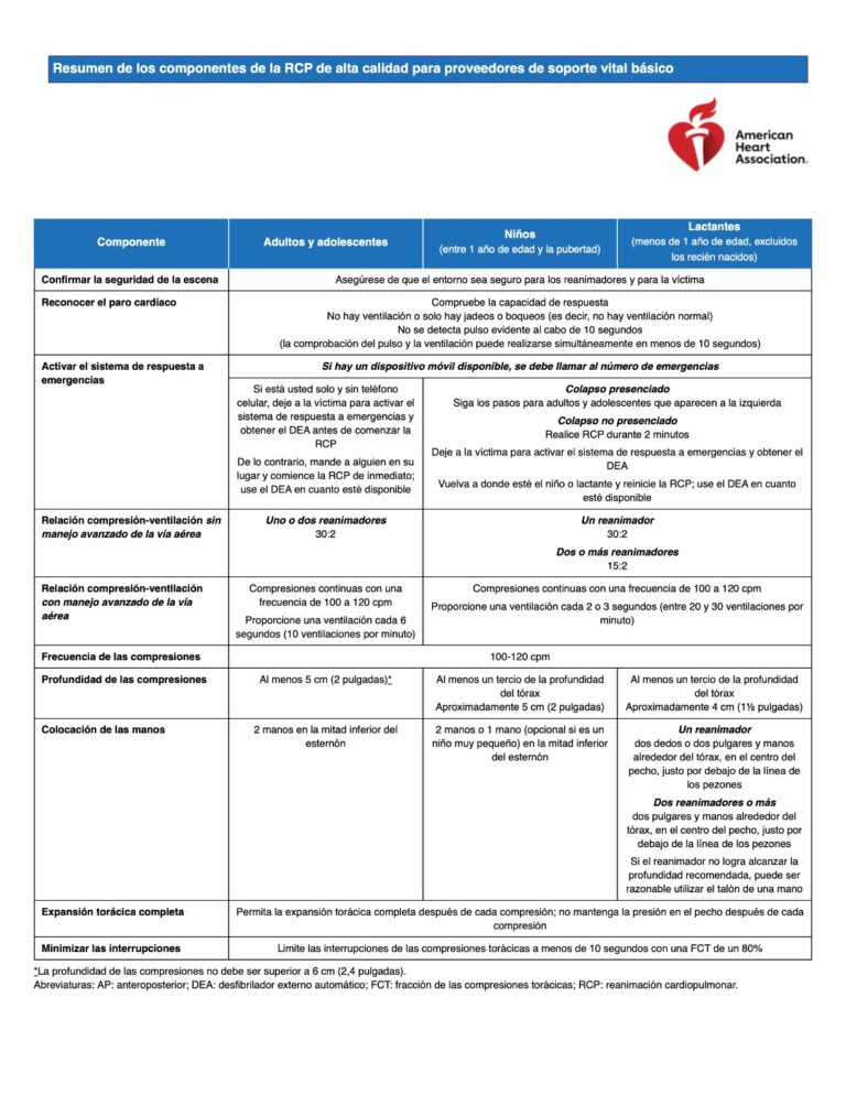 Spanish BLS Provider Handout, Important Facts And Study Guide